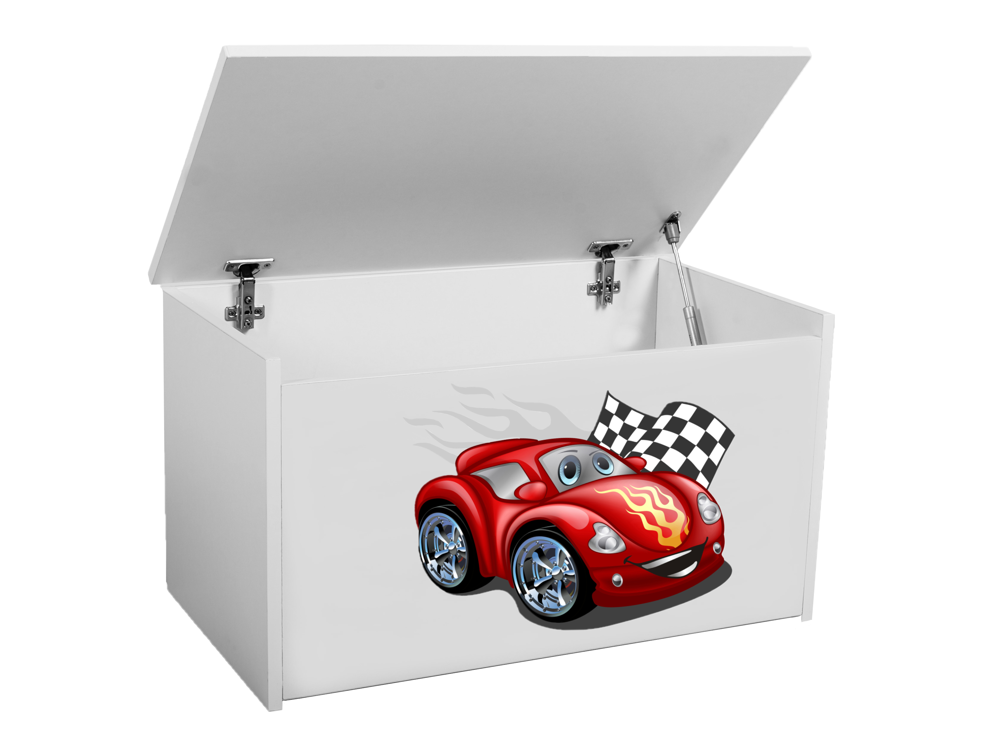 Úložný box pre deti Davina (biela + auto) | NovyNabytok