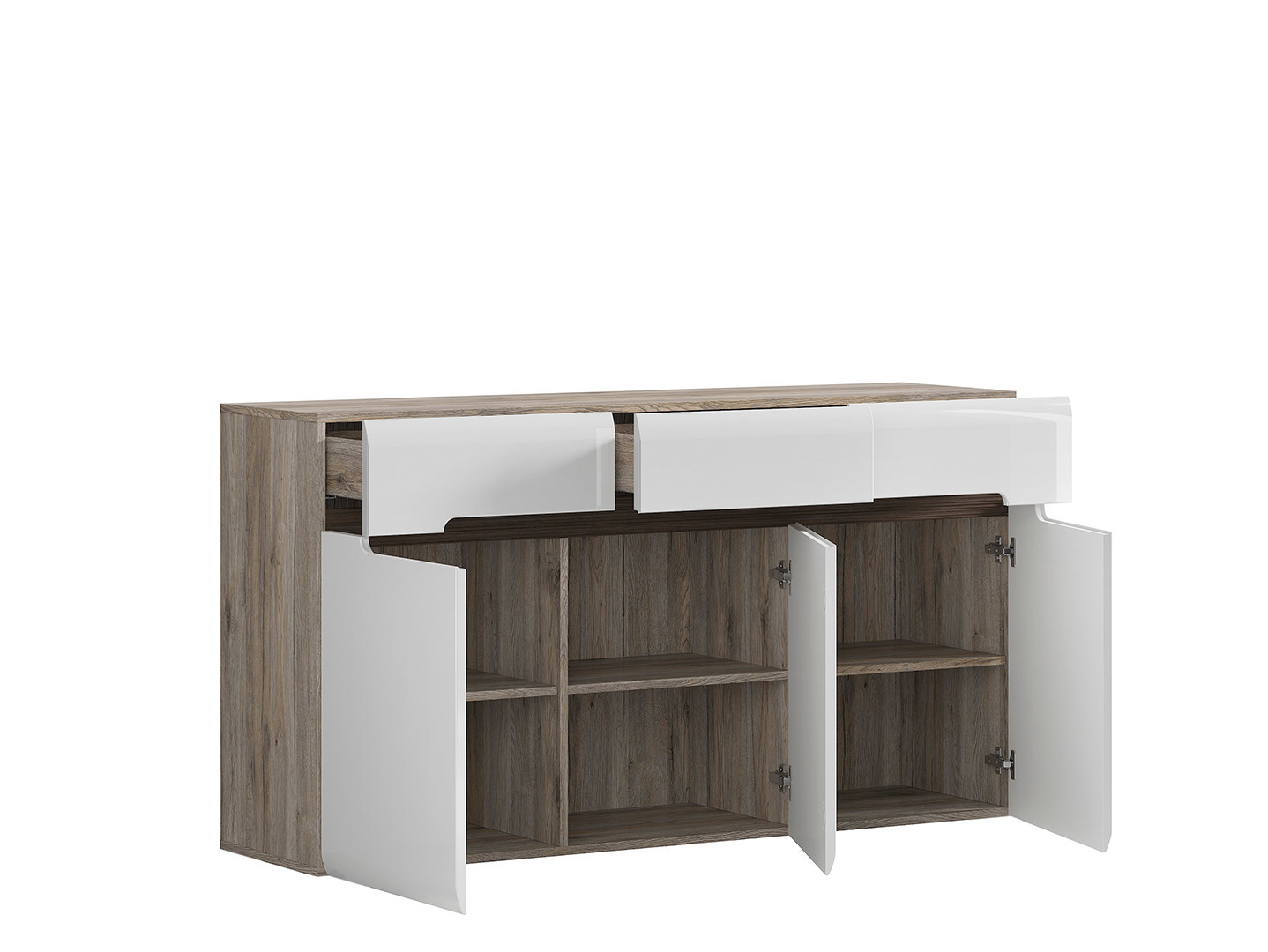 Komoda BRW Azteca Trio KOM3D3S/8/15 (dub san remo + lesk biely) | NovyNabytok