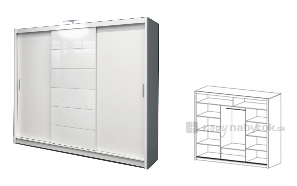 Šatníková skriňa Malibu white | NovyNabytok