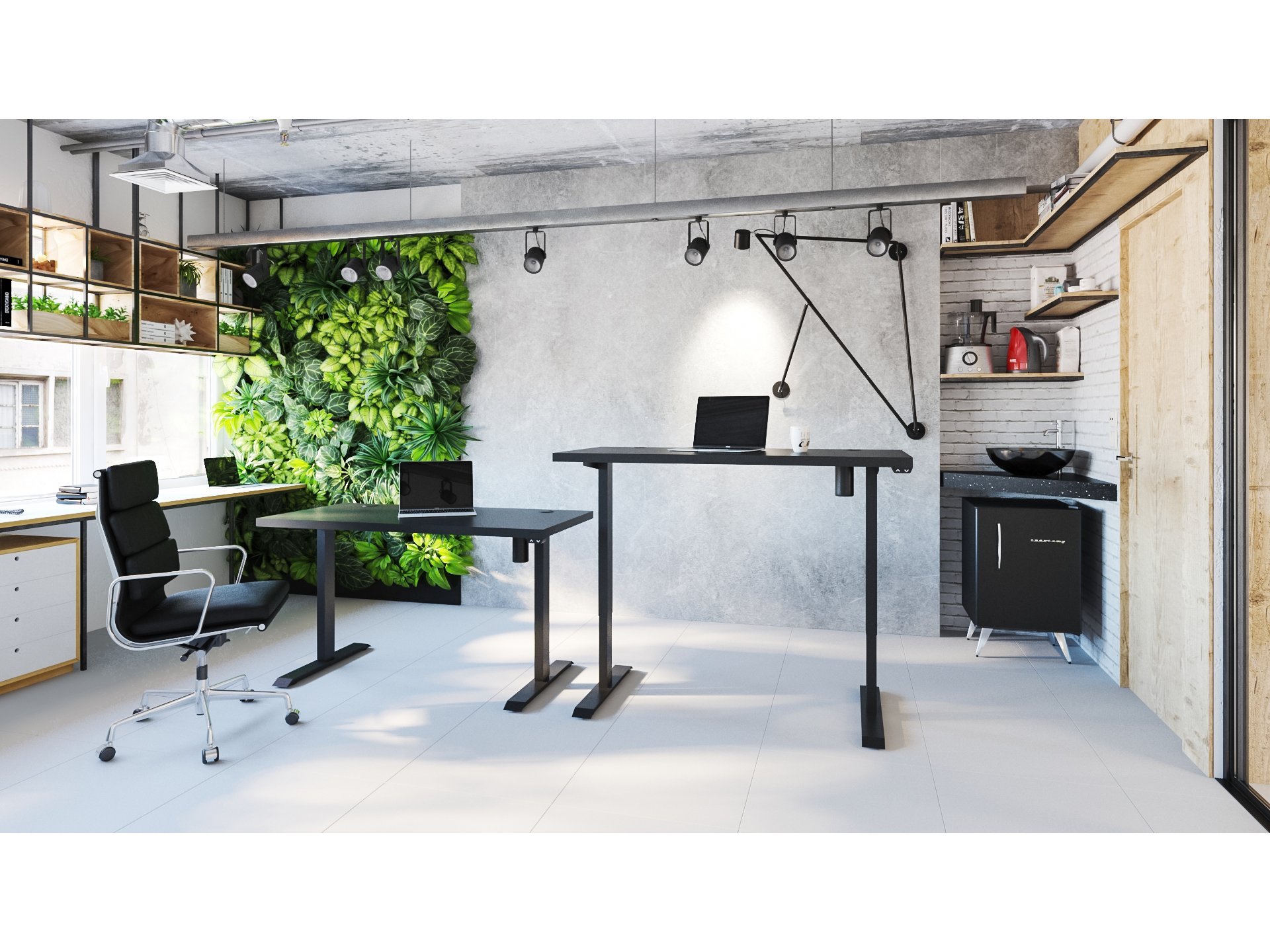 Elektrický výškovo nastaviteľný pc stôl Sonic (čierna) | NovyNabytok