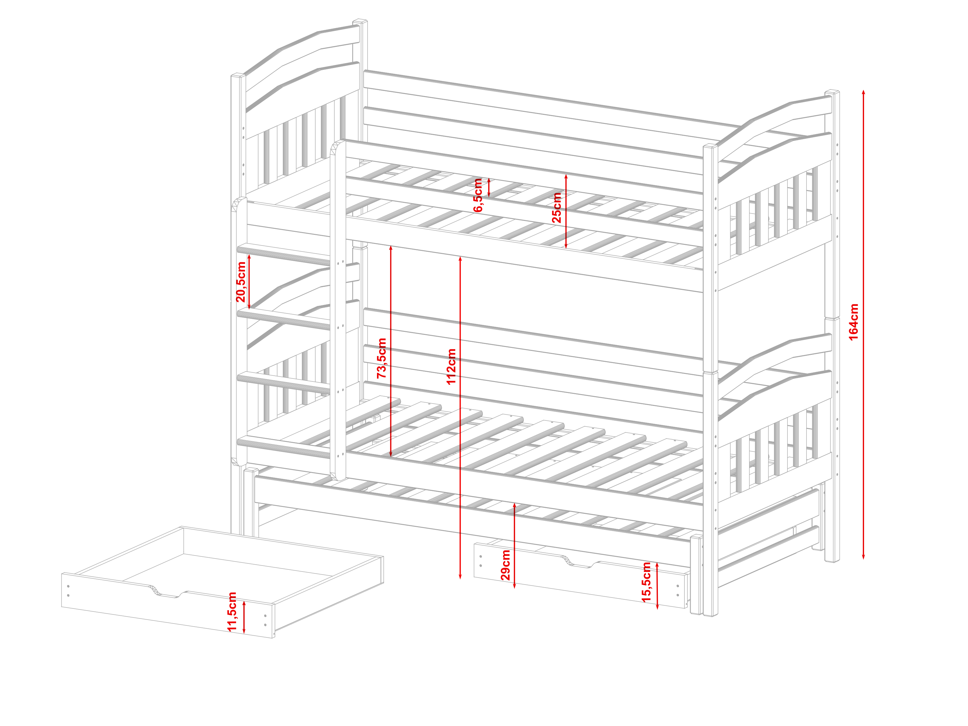 Detská poschodová posteľ 90 cm Anie (biela) | NovyNabytok
