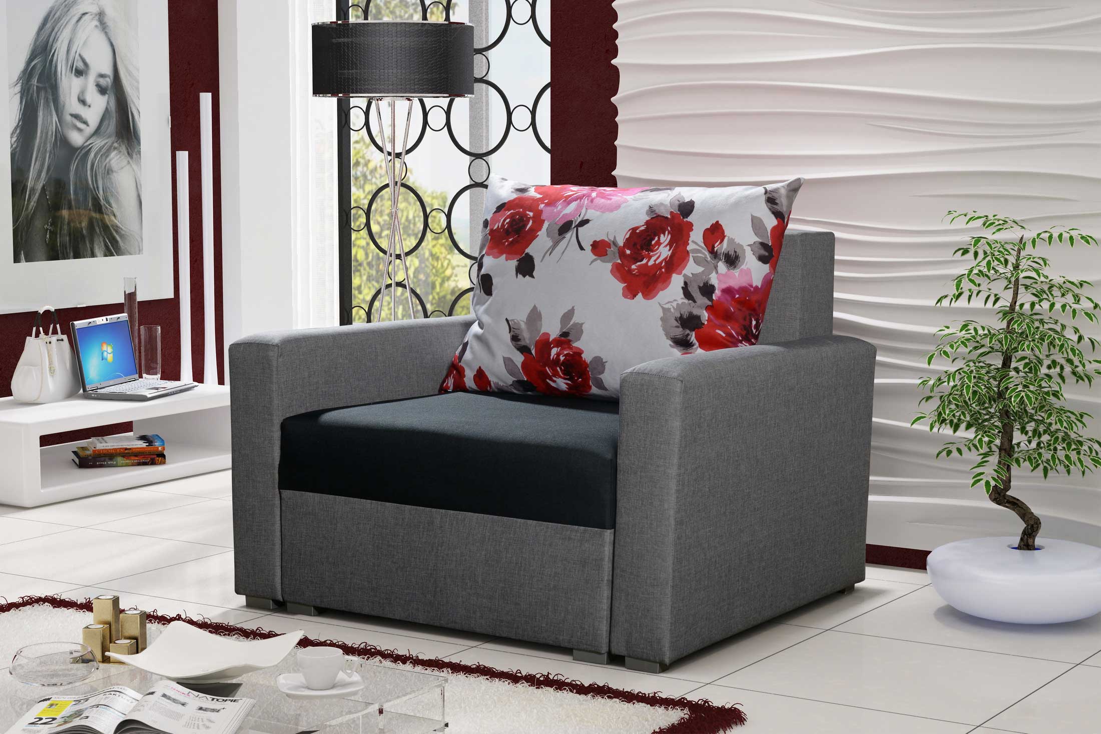 Kreslo Urbanus (sivá + čierna) | NovyNabytok