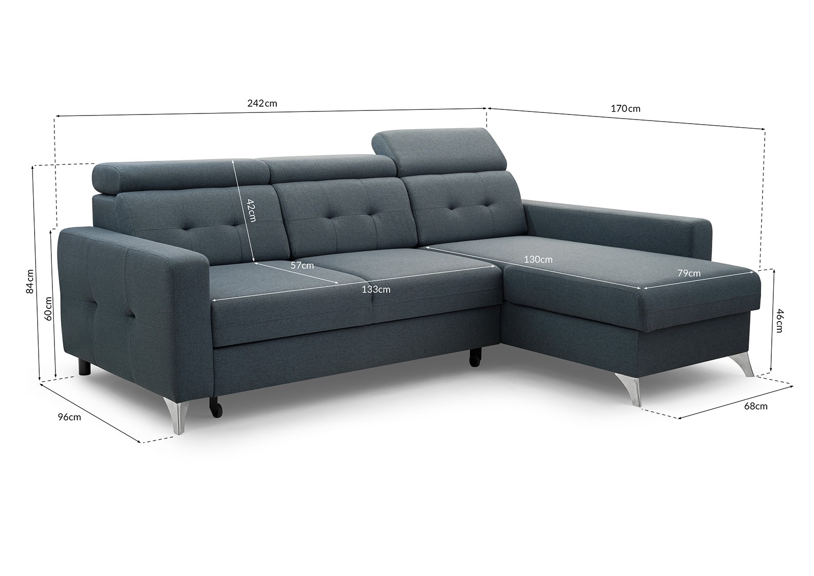 Rohová sedačka Larry (modrá) (L) | NovýNábytok.sk