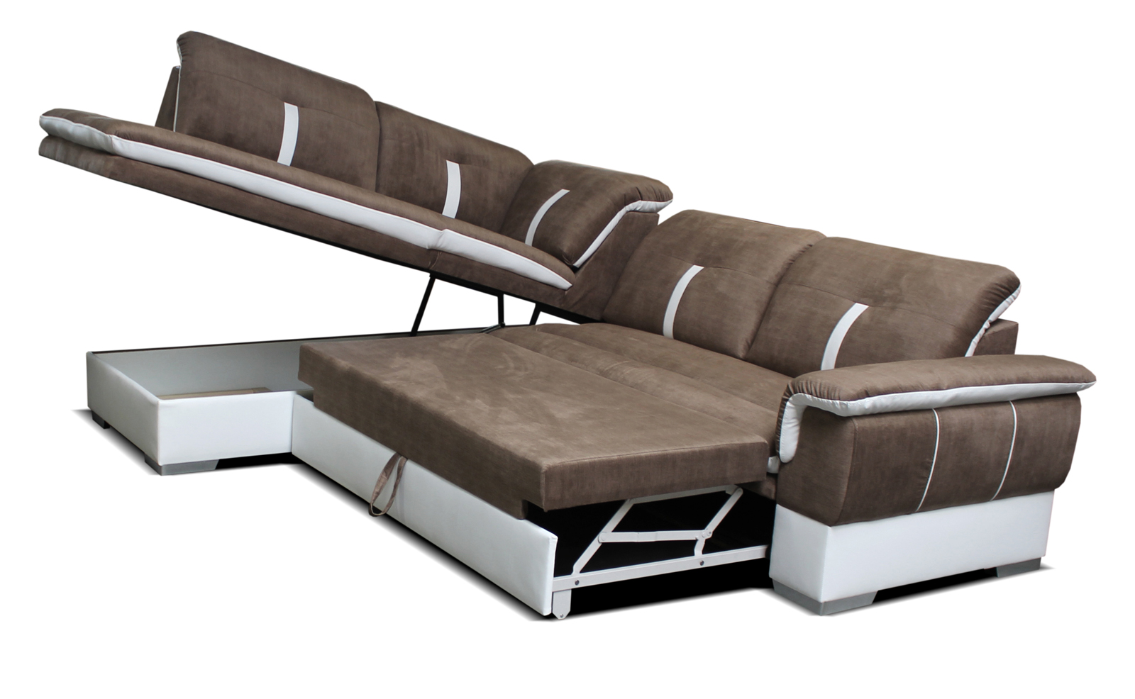 Rohová sedačka Galaxy L+2F (čierna + biela) (L) | NovýNábytok.sk