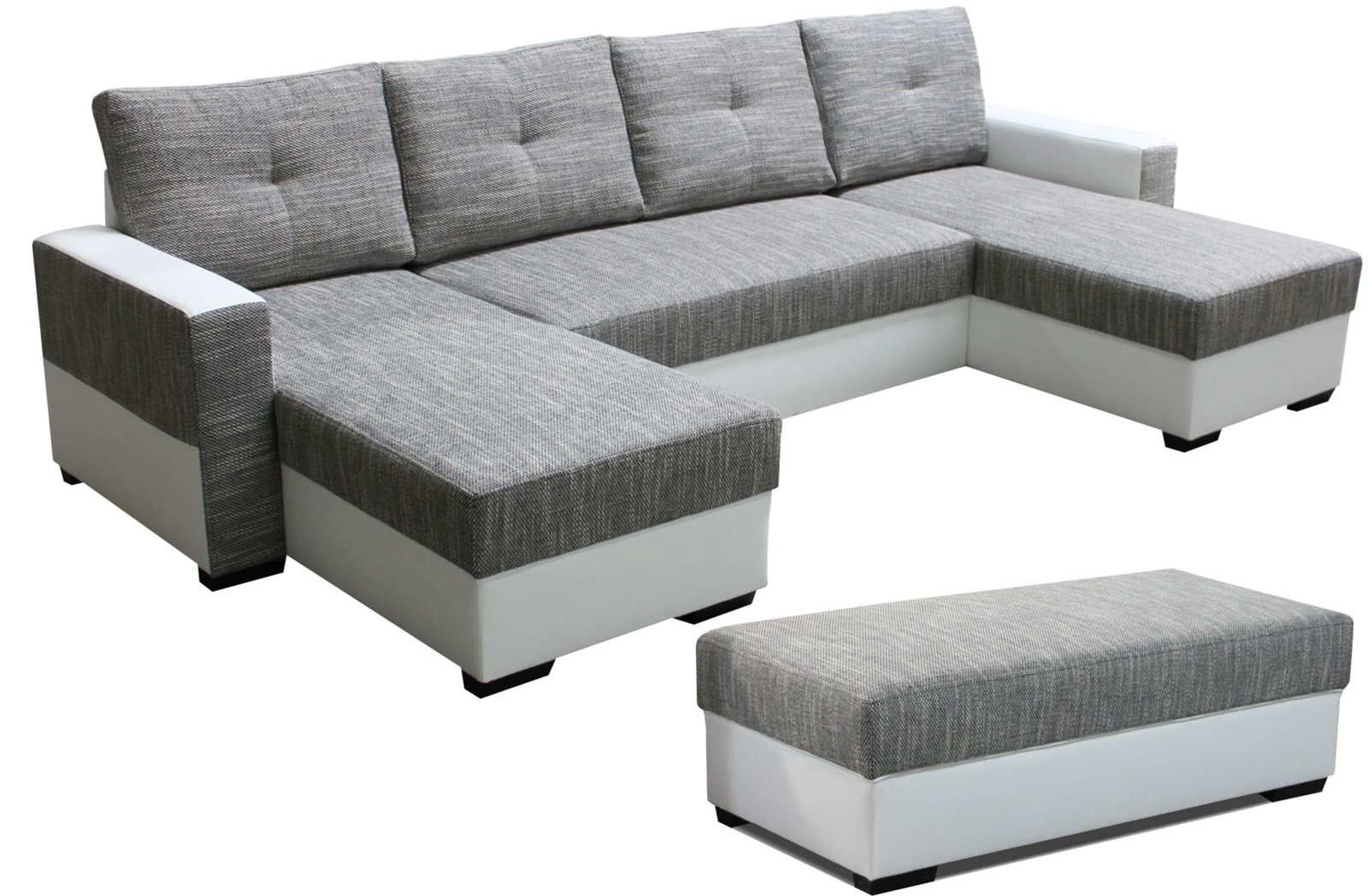 Rohová sedačka U Arenna L+2+L (s taburetkou) (béžová + hnedá) (P ...