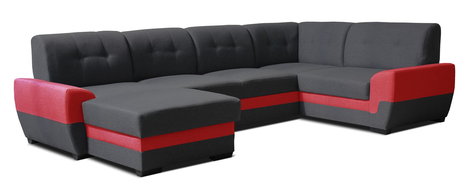 Rohová sedačka U Simona Lux L+2+A+1 (čierna + červená) (L) | NovyNabytok