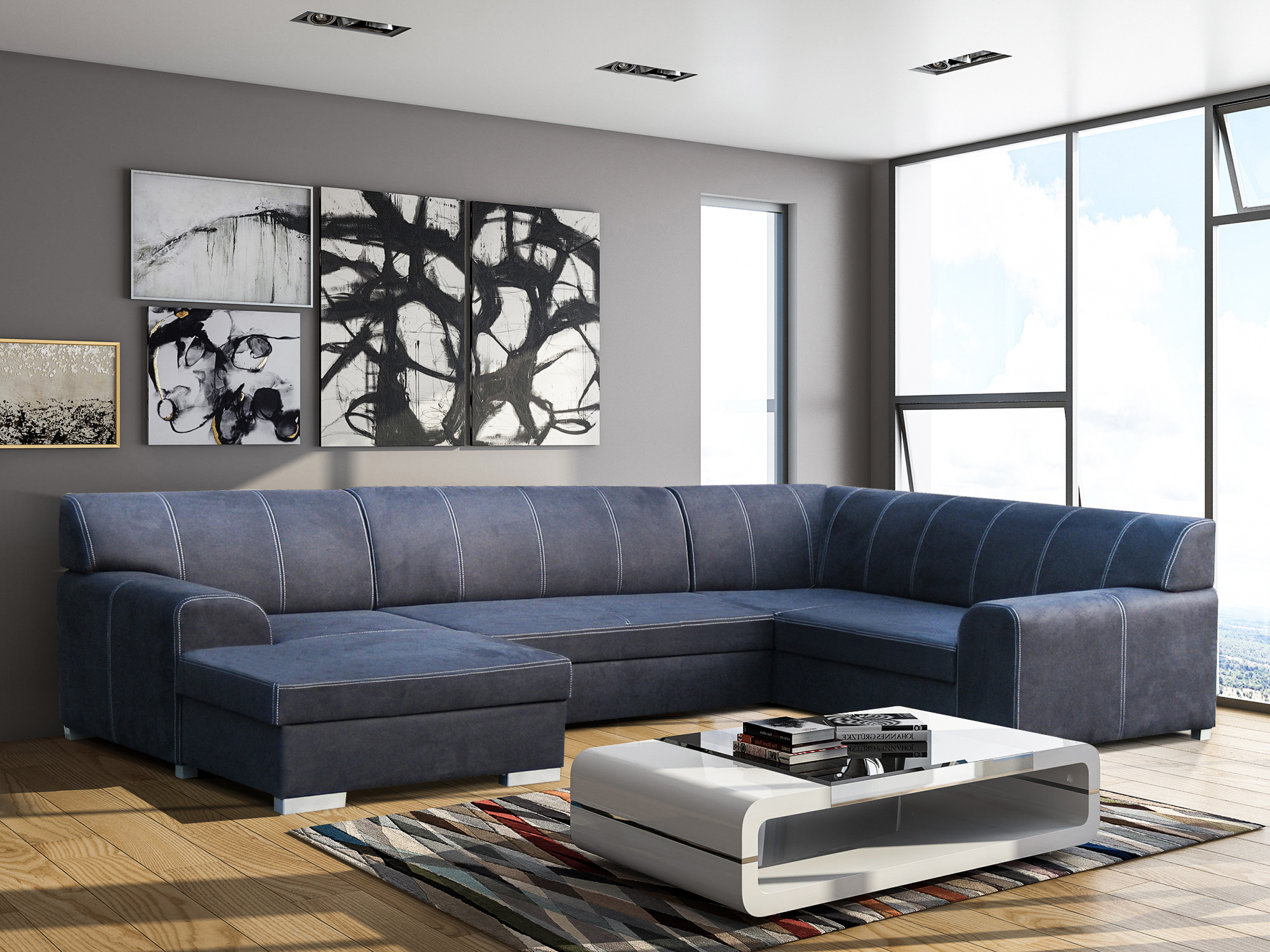 Rohová sedačka U Bovo U (tmavosivá) (L) | NovyNabytok