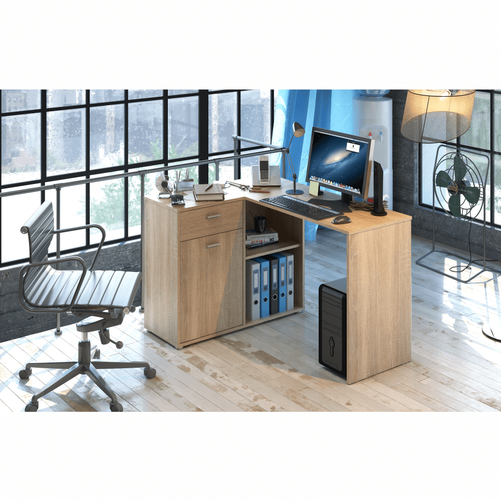 Rohový PC stolík Kalimoro (dub sonoma) | NovyNabytok