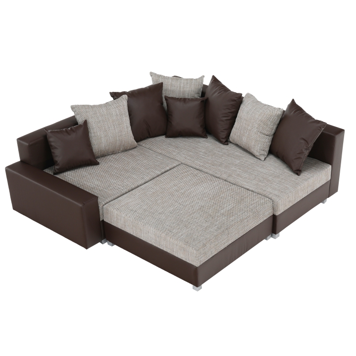 Rohová sedačka Pitton New hnedá (P) (s taburetkou) | NovyNabytok