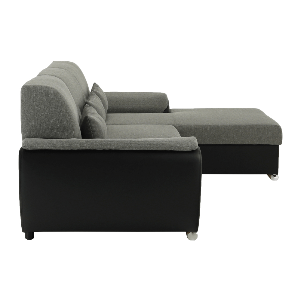 Rohová sedačka Emma malá (čierna + sivá) (P) | NovyNabytok