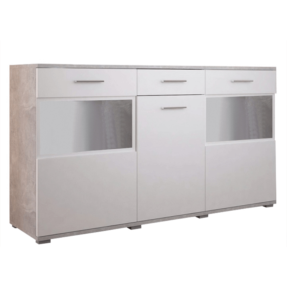 Kombinovaná komoda Breal (biela + betón) | NovyNabytok