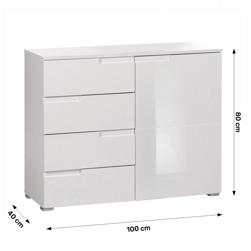 Kombinovaná komoda Merissa typ 3 (biely lesk + biela) | NovyNabytok