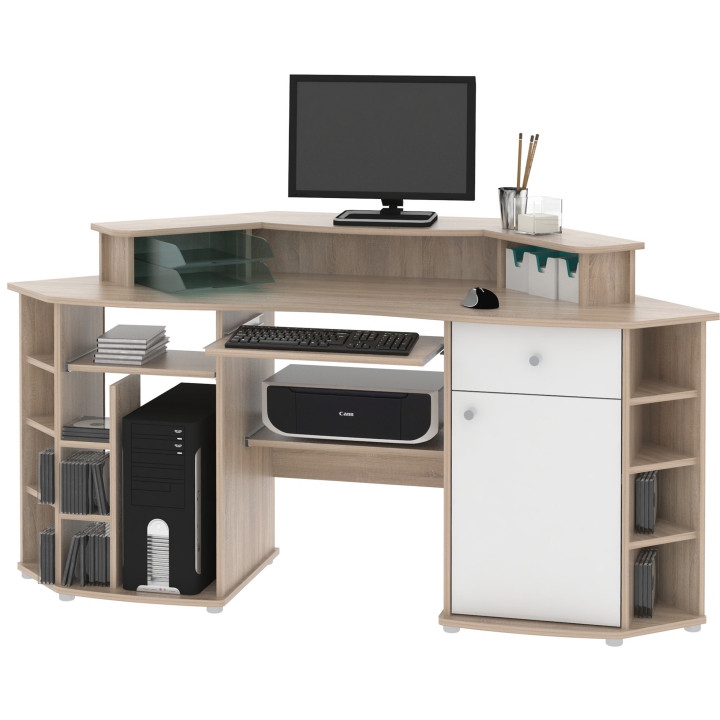 Rohový PC stolík Herman dub sonoma | NovyNabytok