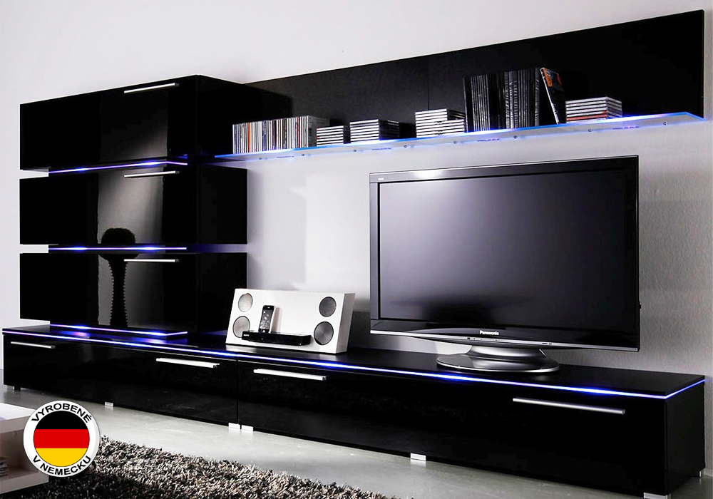 Obývacia stena Dortmund čierna | NovyNabytok